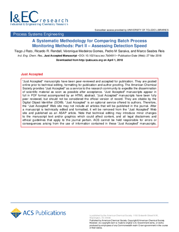 (PDF) A Systematic Methodology for Comparing Batch Process Monitoring ...