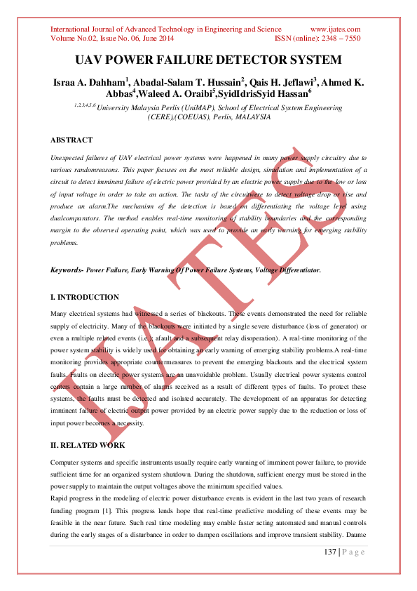 (PDF) Uav Power Failure Detector System