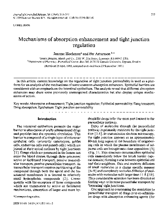(PDF) Mechanisms of absorption enhancement and tight junction regulation