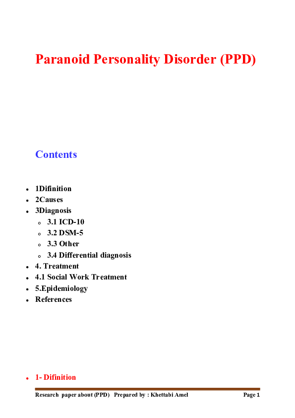 (DOC) Paranoid Personality Disorder (PPD