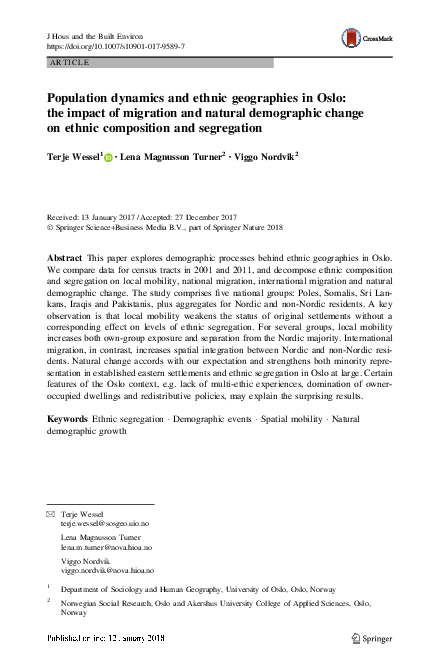 (PDF) Population dynamics and ethnic geographies in urban areas: How do migration and natural ...
