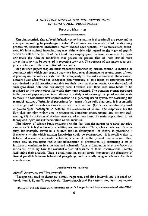 (PDF) A Notation System for Behavioral Procedures