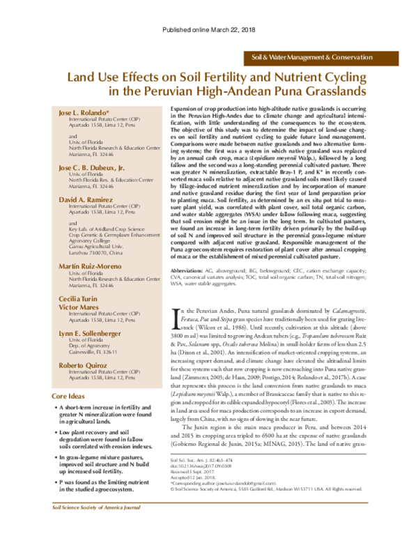 (PDF) Land Use Effects on Soil Fertility and Nutrient Cycling in the ...