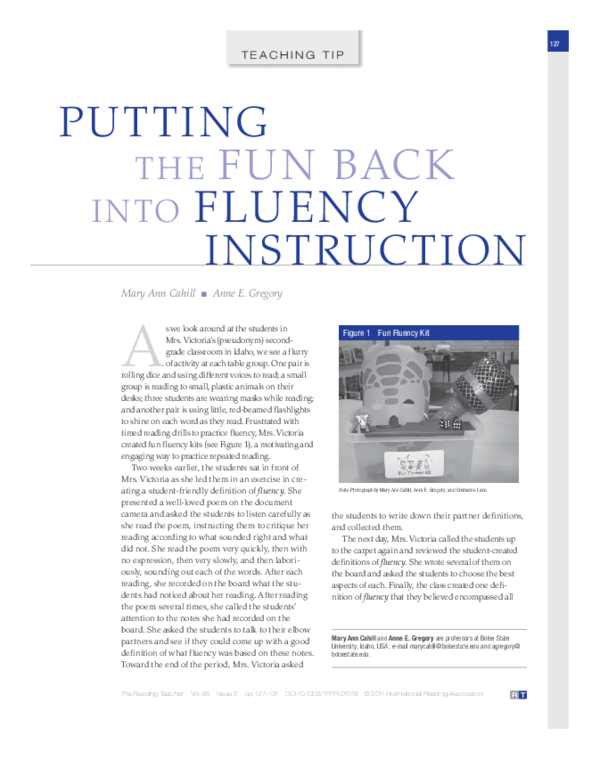 (PDF) Putting the Fun Back Into Fluency Instruction