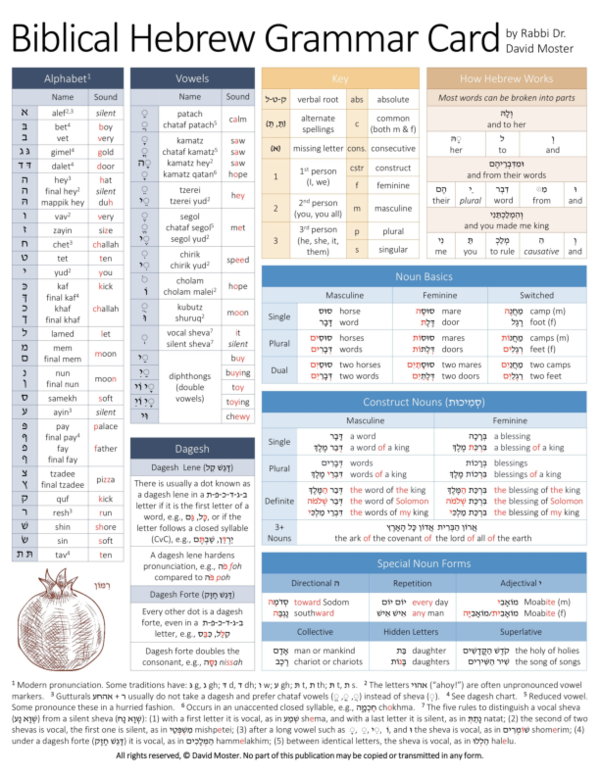 (PDF) Biblical Hebrew Grammar Card