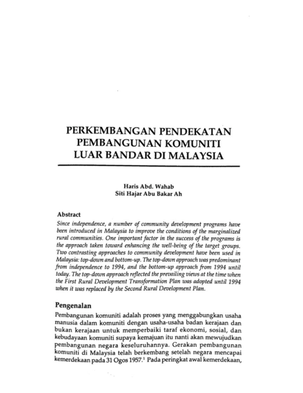 (PDF) Perkembangan Pendekatan Pembangunan Komuniti Luar Bandar DI Malaysia