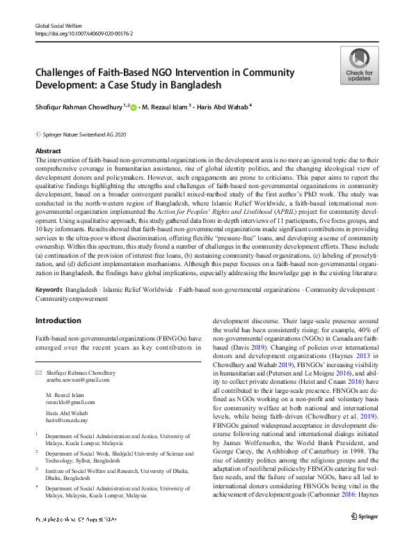 (PDF) Challenges of Faith-Based NGO Intervention in Community ...