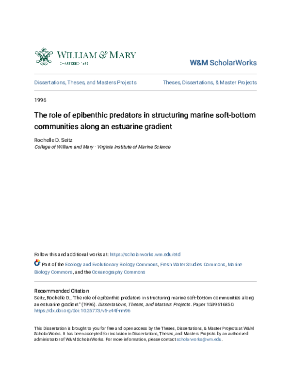 (PDF) The role of epibenthic predators in structuring marine soft ...