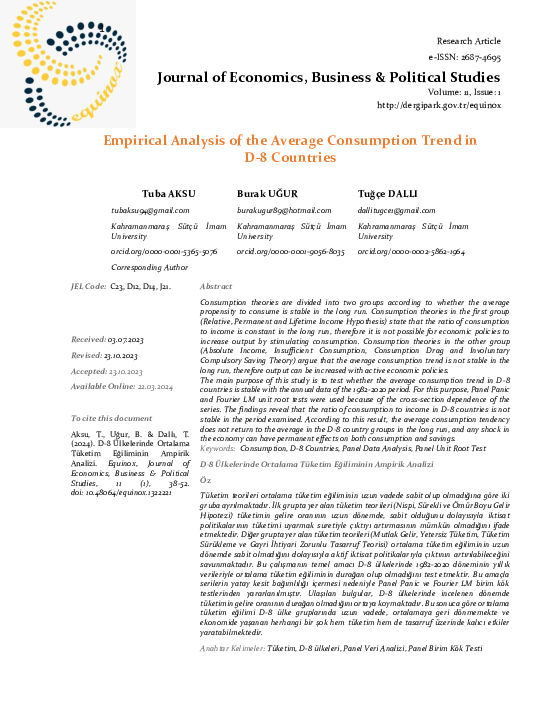 (PDF) Empirical Analysis of the Average Consumption Trend in D-8 Countries