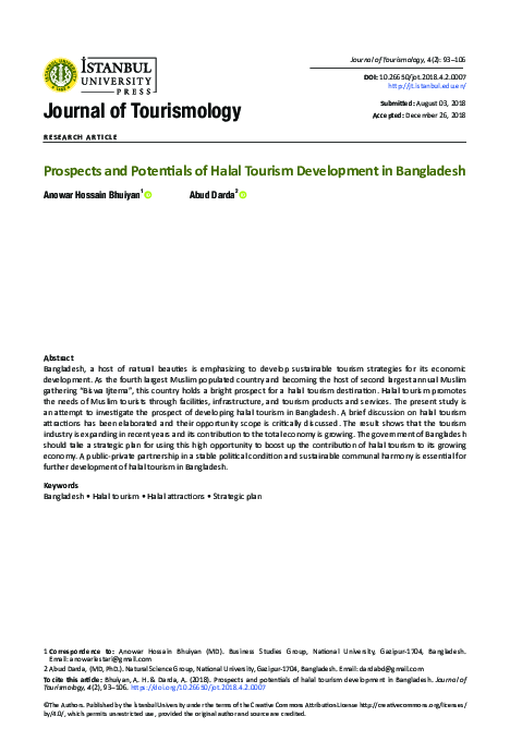 (PDF) Prospects and Potentials of Halal Tourism Development in Bangladesh