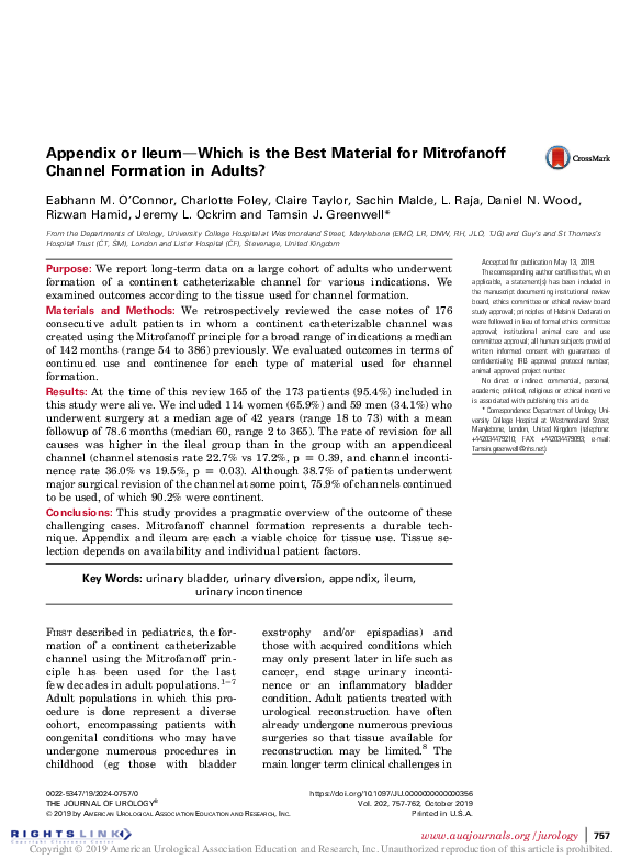 (PDF) Appendix or Ileum—Which is the Best Material for Mitrofanoff ...