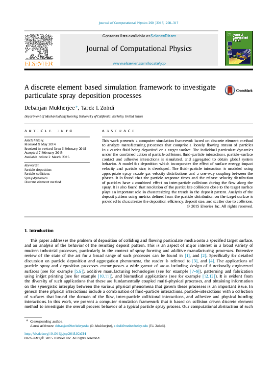 (PDF) A discrete element based simulation framework to investigate particulate spray deposition ...
