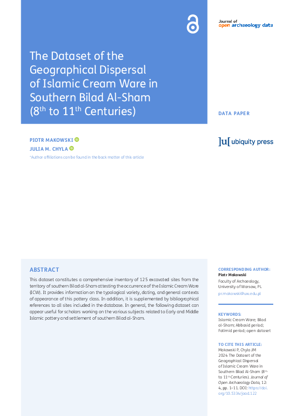 (PDF) The Dataset of the Geographical Dispersal of Islamic Cream Ware ...