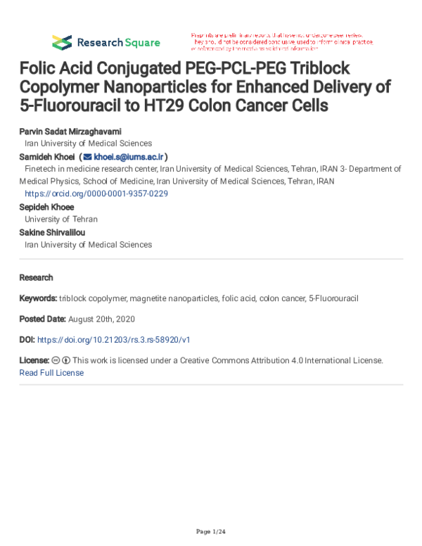 (PDF) Folic Acid Conjugated PEG-PCL-PEG Triblock Copolymer ...