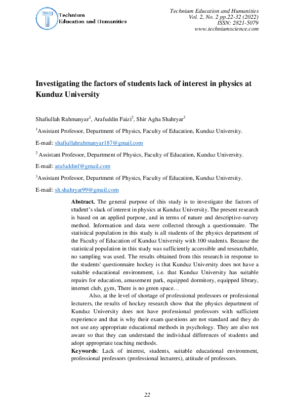 (PDF) Investigating the factors of students lack of interest in physics ...