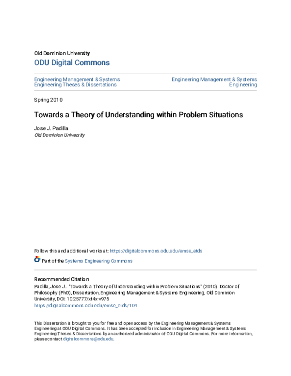 (PDF) Towards a theory of understanding within problem situations