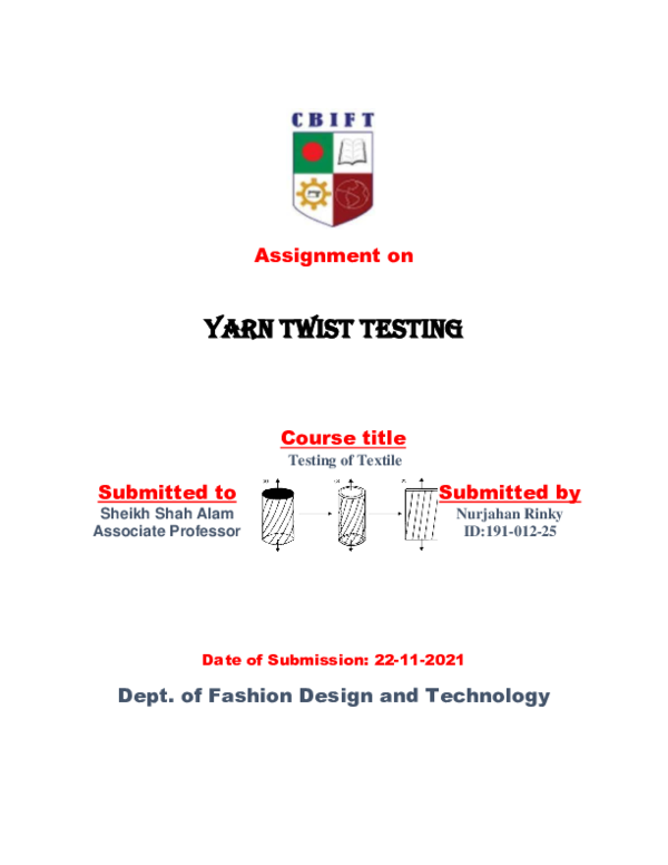 (PDF) Yarn Twist Testing