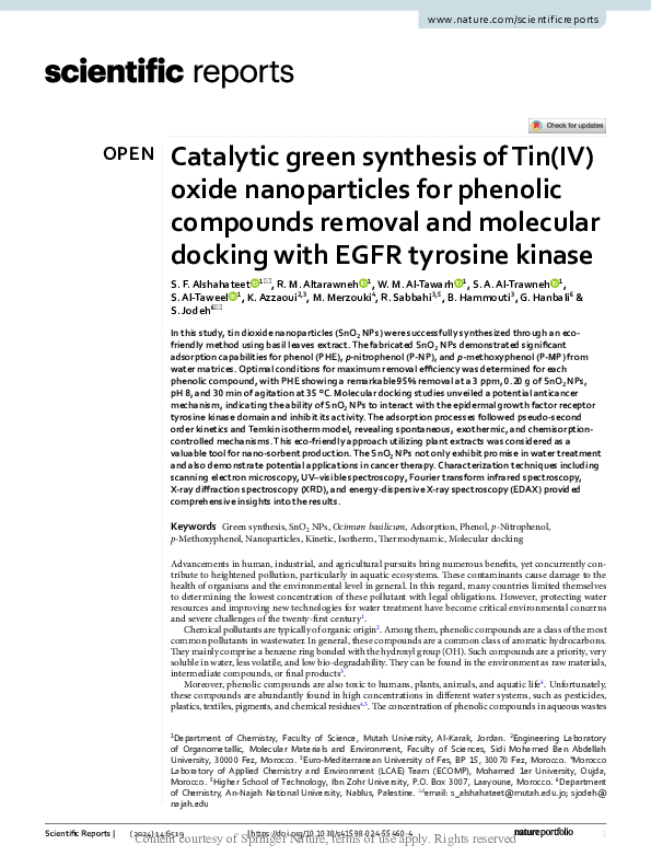(PDF) Catalytic green synthesis of Tin(IV) oxide nanoparticles for ...