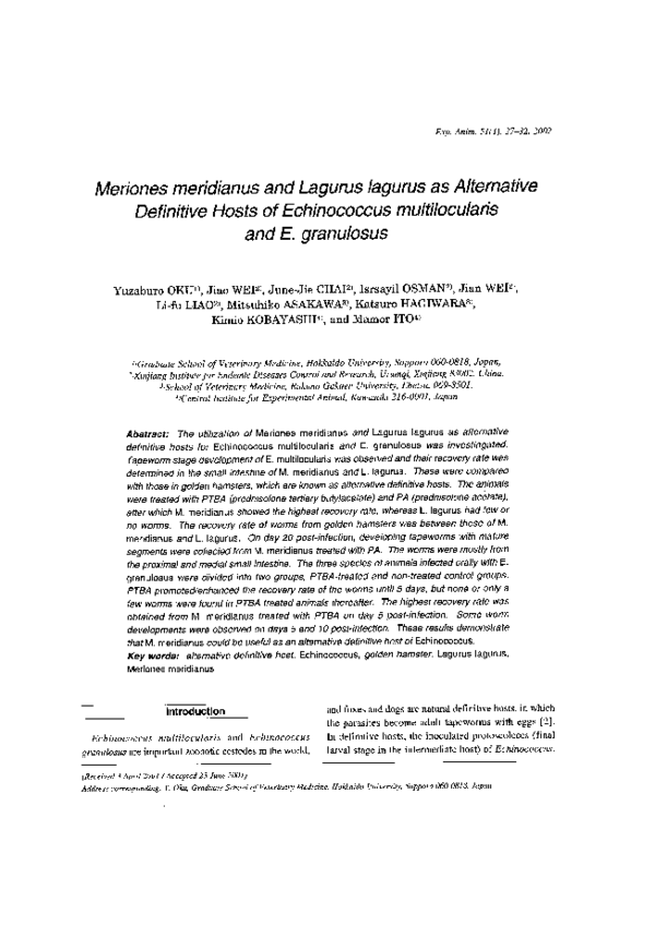(PDF) Meriones meridianus and Lagurus Iagurus as Alternative Definitive ...
