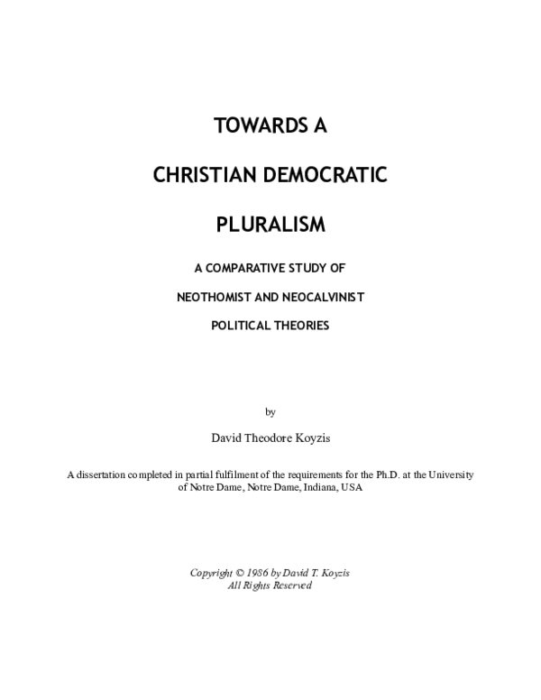 (PDF) Towards a Christian Democratic Pluralism: A Comparative Study of ...