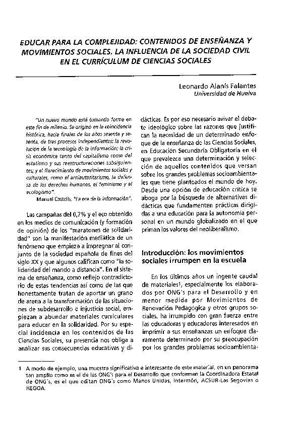 (PDF) Educar para la complejidad: contenidos de enseñanza y movimientos ...