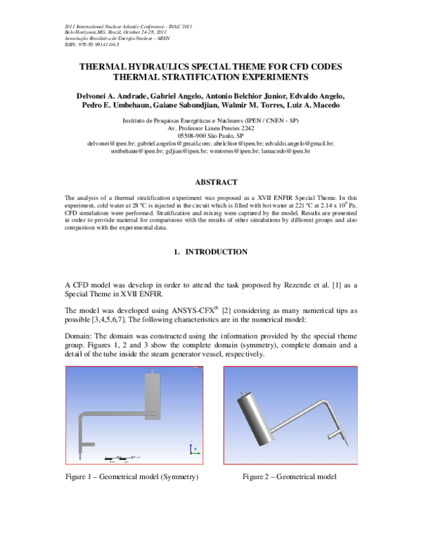 Pdf Thermal Hydraulics Special Theme For Cfd Codes Thermal