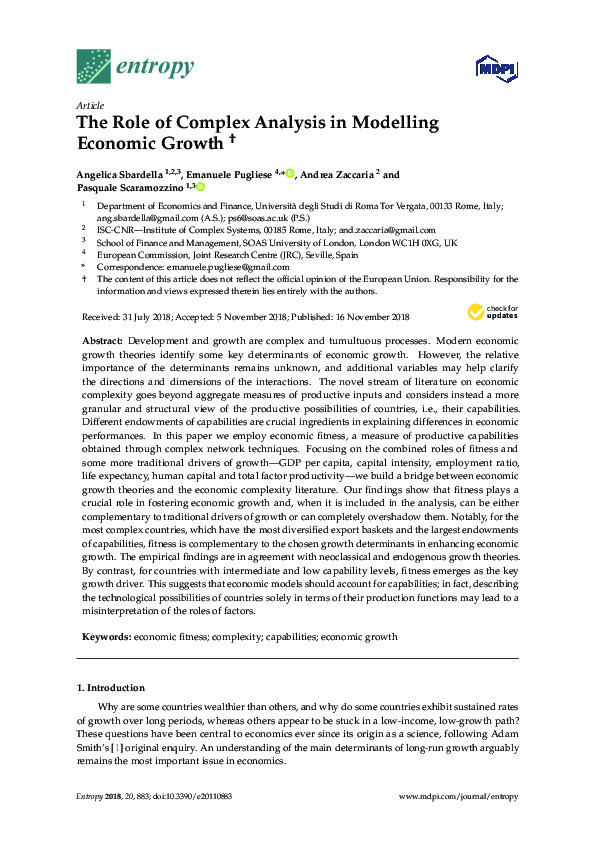 (PDF) The role of complex analysis in modeling economic growth
