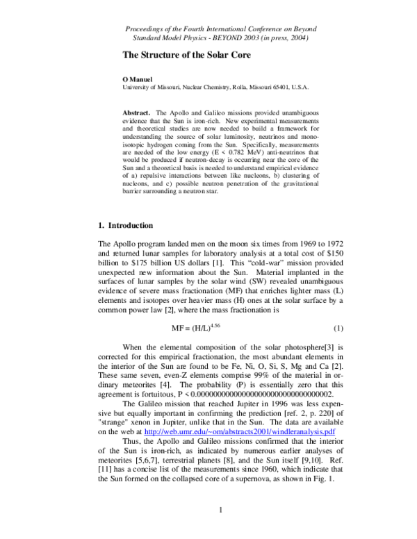 (PDF) The structure of the solar core