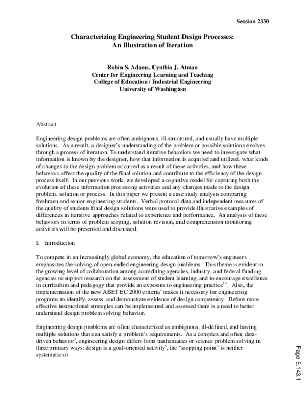 (PDF) Characterizing Engineering Student Design Processes An ...