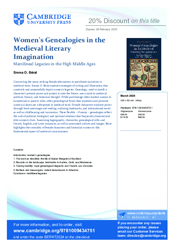 (PDF) Women's Genealogies in the Medieval Literary Imagination: Matrilineal Legacies in the High ...