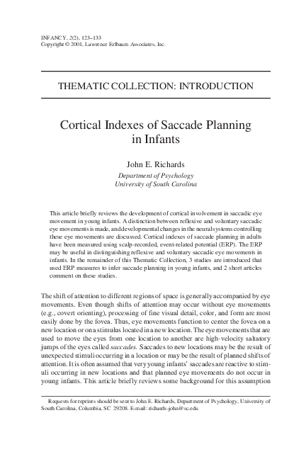 (PDF) Cortical Indexes of Saccade Planning in Infants