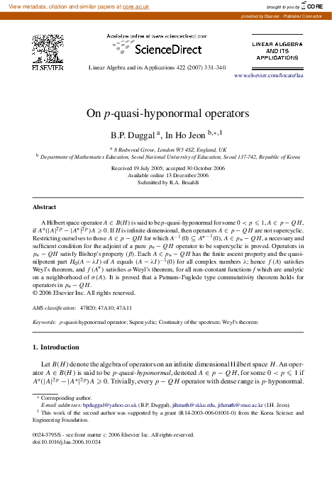 (PDF) On p-quasi-hyponormal operators