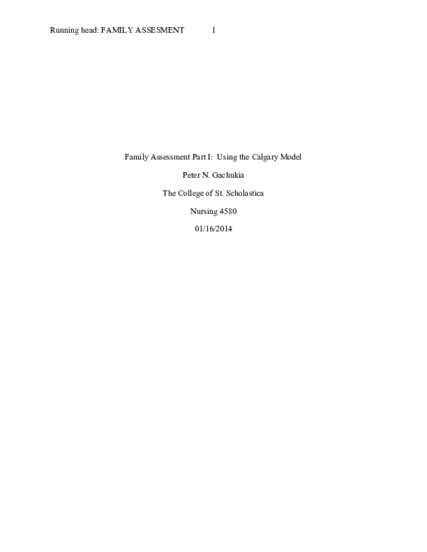 (DOC) Family Assessment Part I: Using the Calgary Model