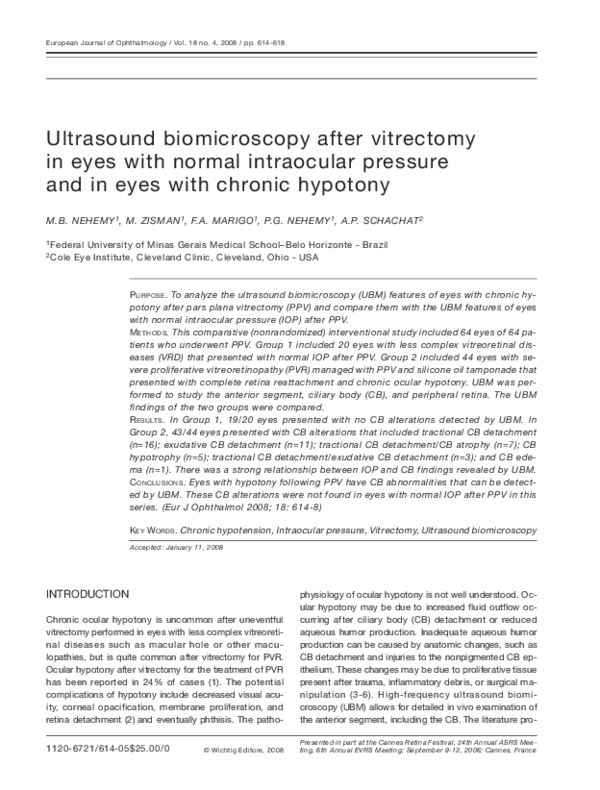 (PDF) Ultrasound Biomicroscopy after Vitrectomy in Eyes with Normal ...