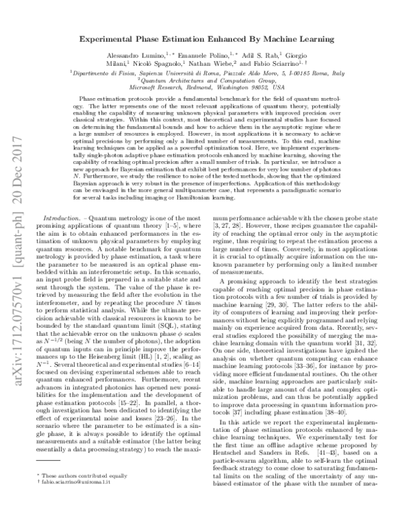 (PDF) Experimental Phase Estimation Enhanced by Machine Learning