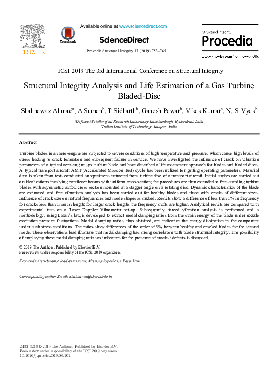 (PDF) Structural Integrity Analysis and Life Estimation of a Gas Turbine Bladed-Disc