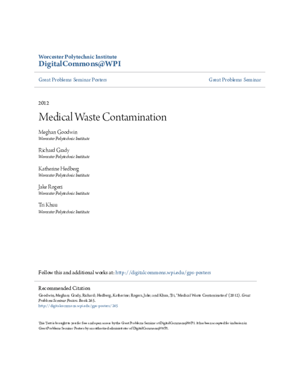 (PDF) Medical Waste Contamination