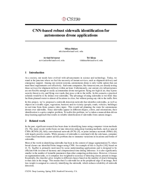 (PDF) CNN-based robust sidewalk identification for autonomous drone applications