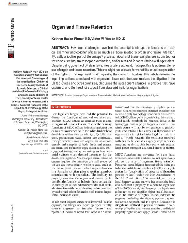 (PDF) Organ and Tissue Retention