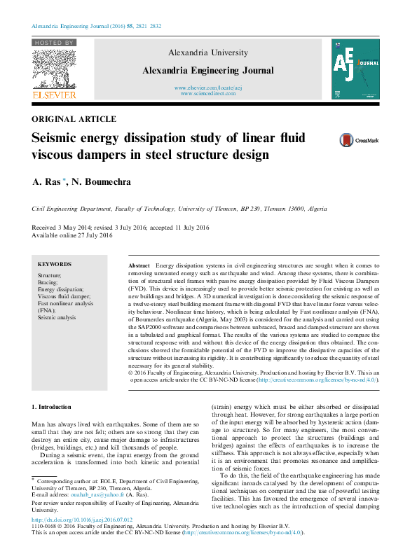 (PDF) Seismic energy dissipation study of linear fluid viscous dampers in steel structure design ...