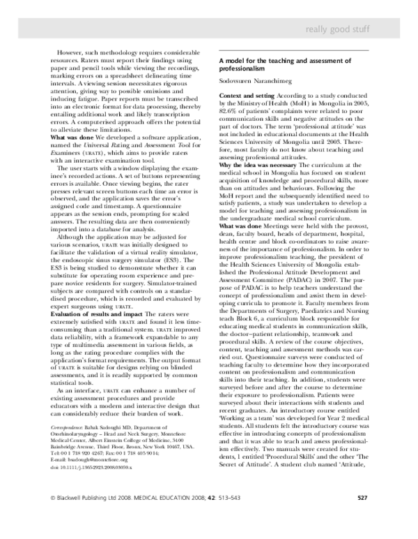 (PDF) A model for the teaching and assessment of professionalism