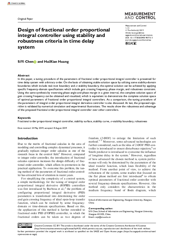 Pdf Design Of Fractional Order Proportional Integral Derivative Controller Based On Moment
