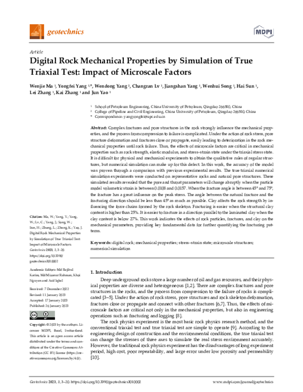 (PDF) Digital Rock Mechanical Properties by Simulation of True Triaxial ...