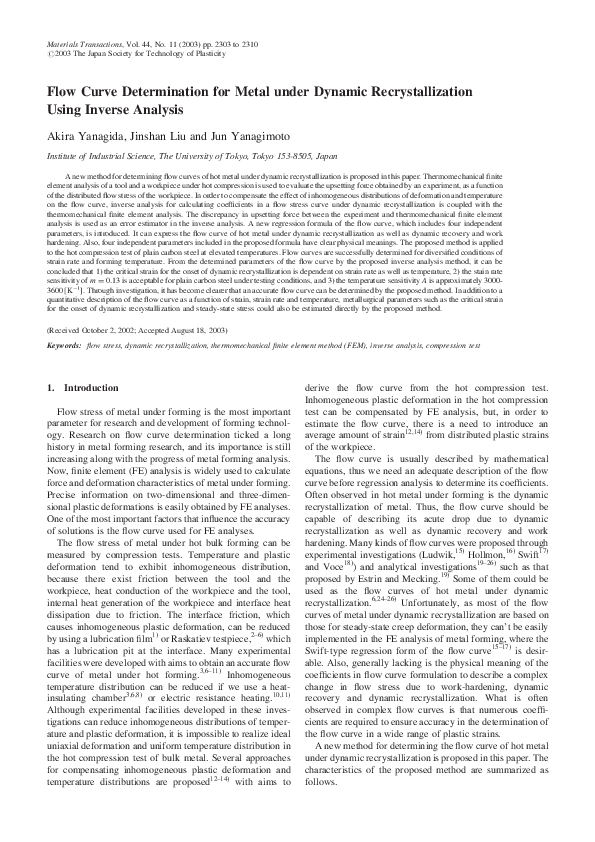 (PDF) Flow Curve Determination for Metal under Dynamic Recrystallization Using Inverse Analysis