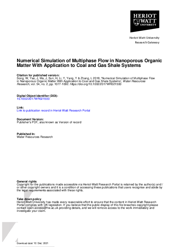 (PDF) Numerical Simulation of Multiphase Flow in Nanoporous Organic ...