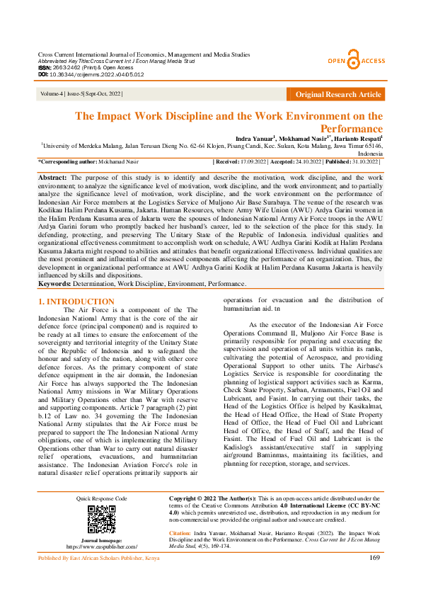 (PDF) The Impact Work Discipline and the Work Environment on the ...