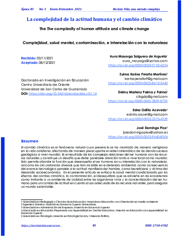 (PDF) La complejidad de la actitud humana y el cambio climático
