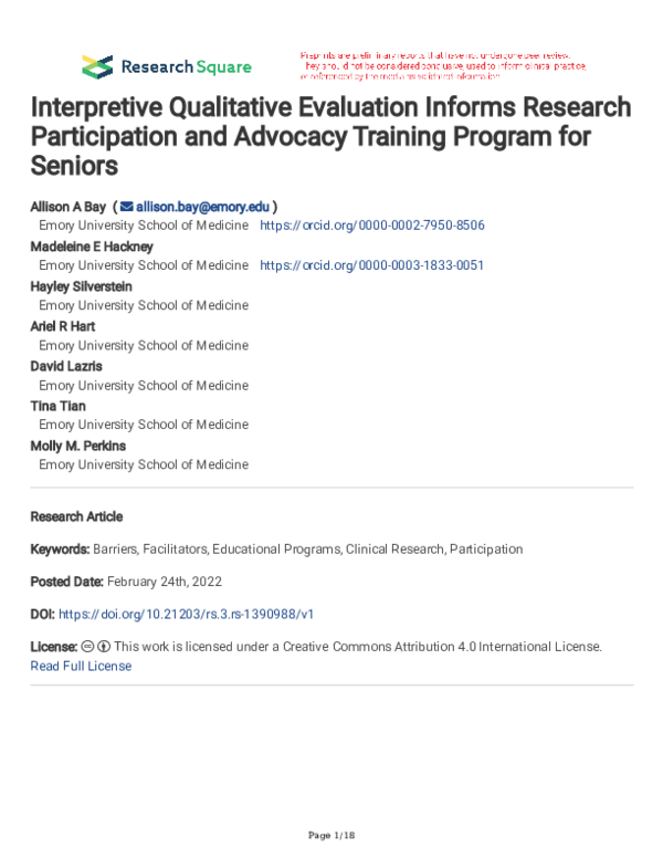 (PDF) Interpretive Qualitative Evaluation Informs Research ...
