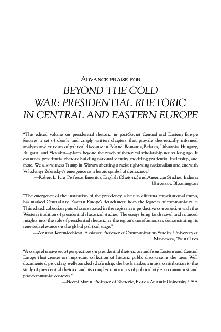 (PDF) BEYOND THE COLD WAR: PRESIDENTIAL RHETORIC IN CENTRAL AND EASTERN ...