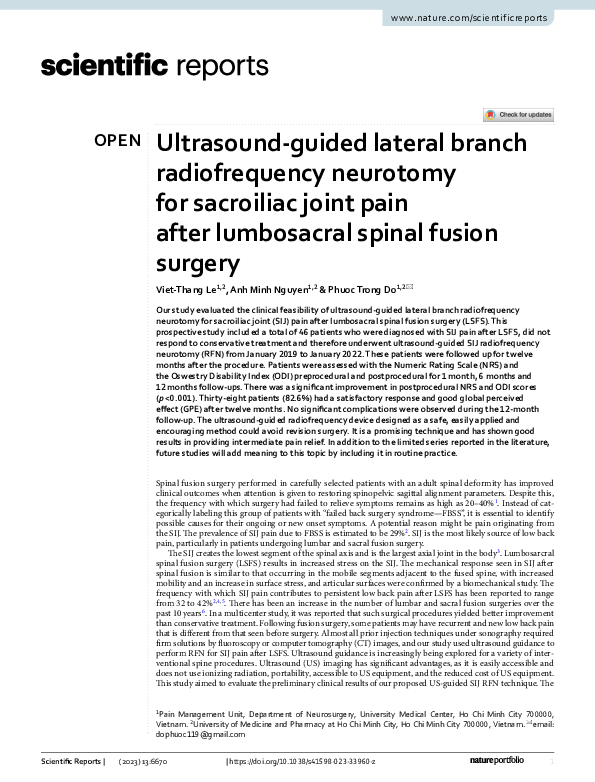 (PDF) Ultrasound-guided lateral branch radiofrequency neurotomy for ...